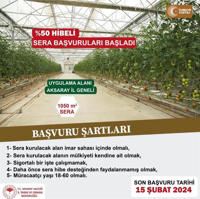 %50 HİBELİ SERA PROJESİ BAŞVURULARI